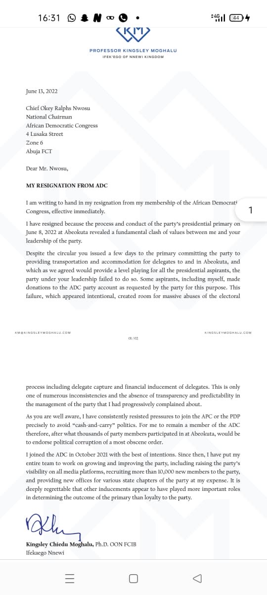 "Financial inducement of delegates" - Moghalu resigns from ADC after ...